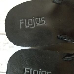 Flojos | Shoes | Flojos Hayley Black Woven Thong Wedge Heel Thong ...